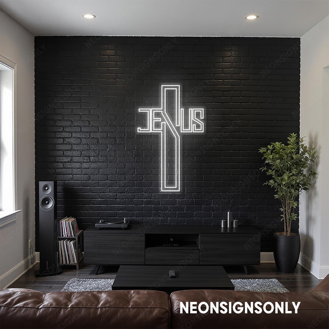 Jesus Cross LED Neon Sign, Jesus Cross Shaped Neon Sign, Cross Jesus ...