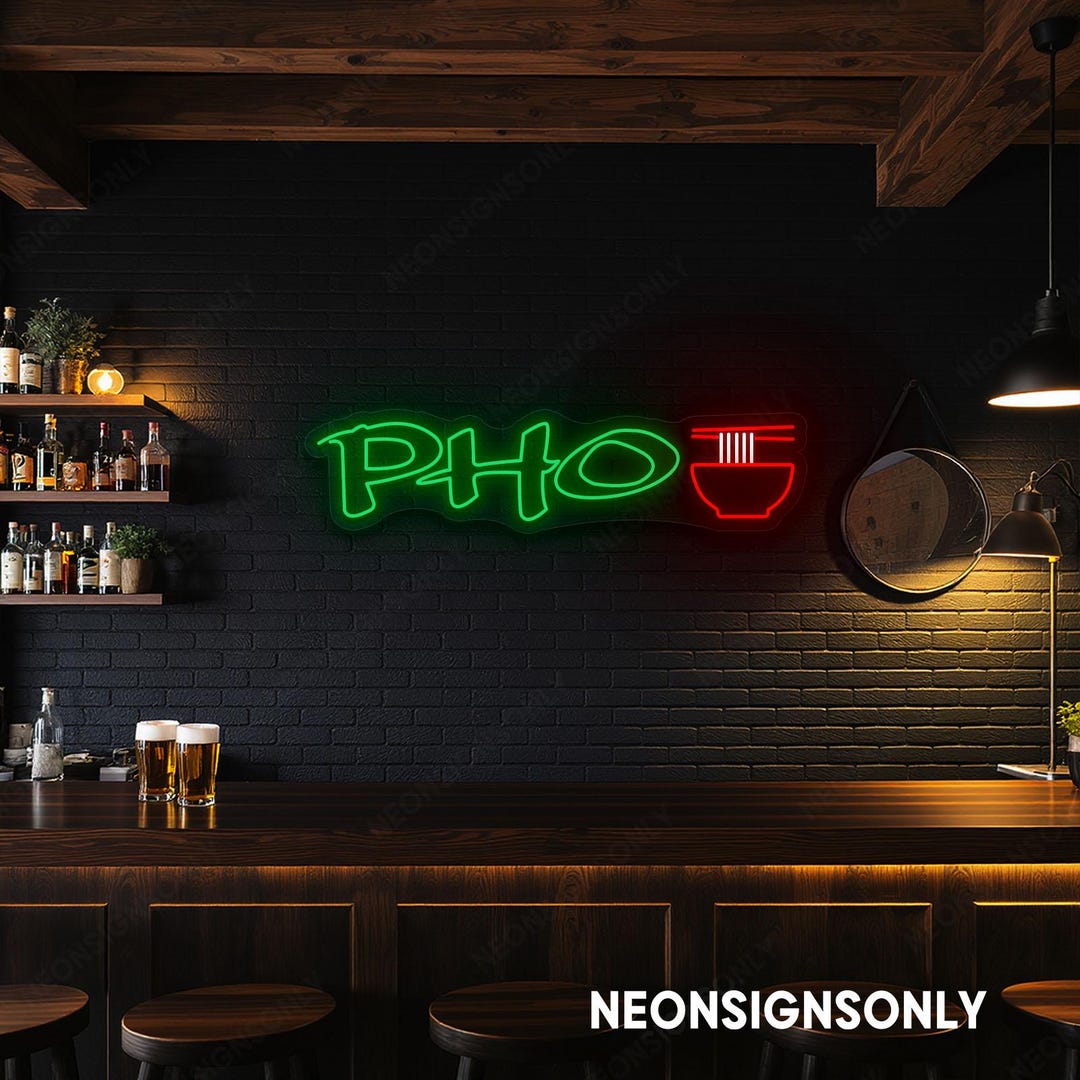 Pho Neon Led Sign, Pho Neon Sign Pho Bowl Led Line Art, Personalized ...