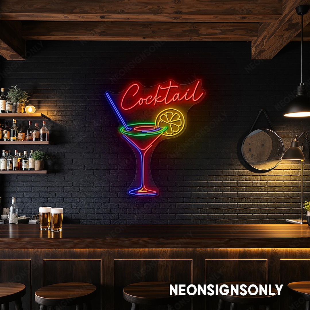 Cocktail Led Neon Sign, Cocktails Neon Light Cocktail Lemon Glass Led ...
