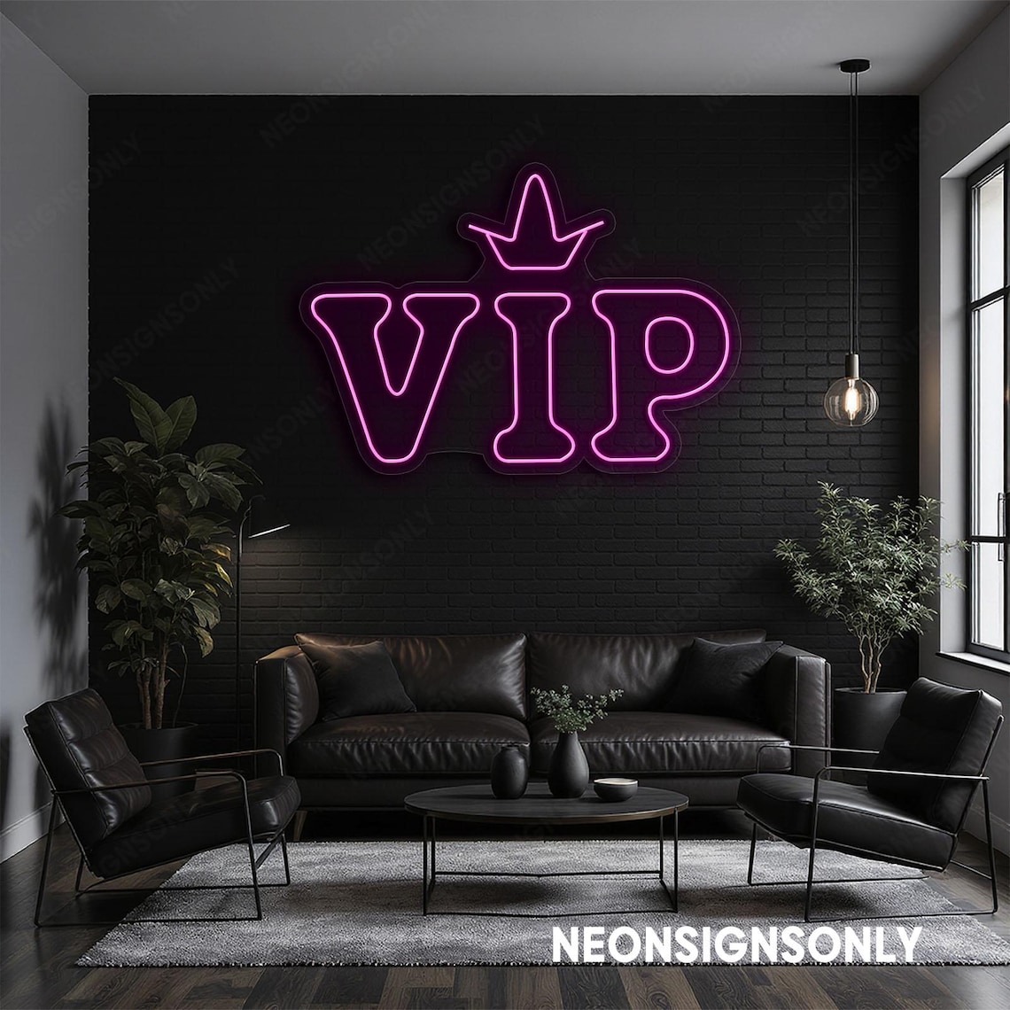 VIP Led Neon Sign, VIP Crown Wall Led Line Art, VIP Royal Crown Glow ...