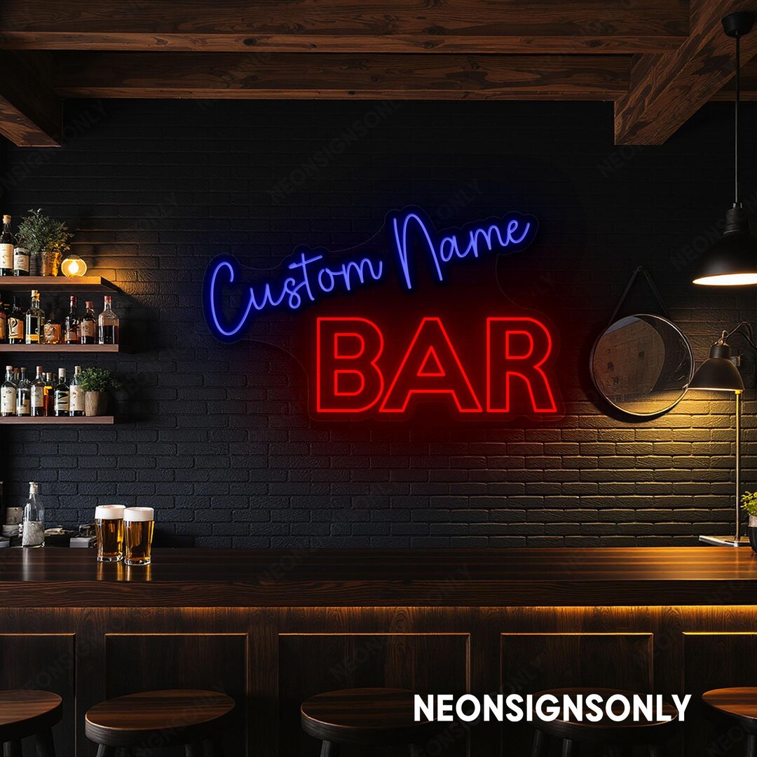 Custom Name Bar Led Neon Sign, Personalized Name Bar Wall Neon Light ...