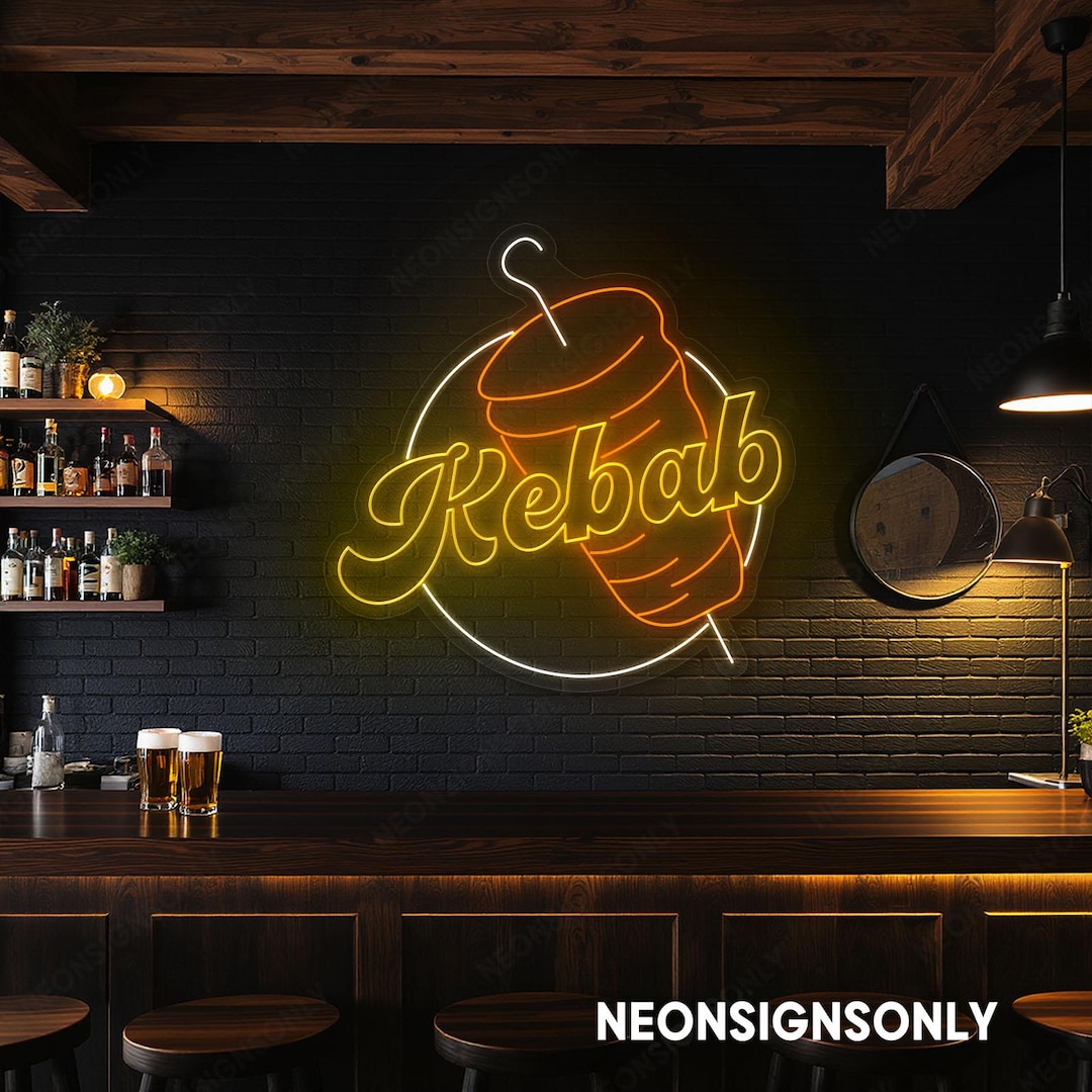 Kebab Led Neon Sign, Doner Kebab Wall Led Line Art, Doner Kebab Neon ...