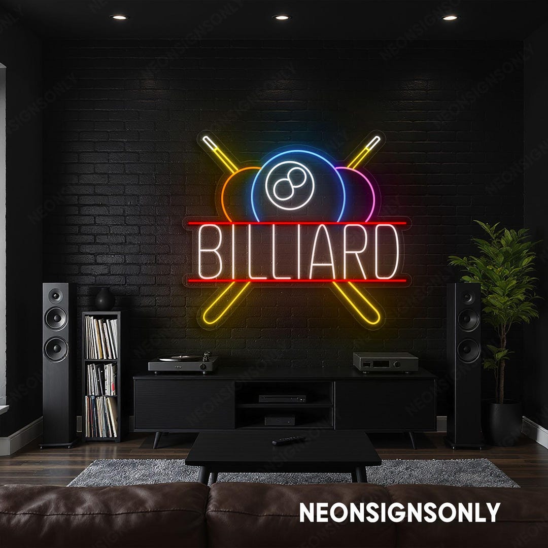 Billiard LED Neon Sign, Billiard Pool Ball Cue Wall Light, Billiards ...