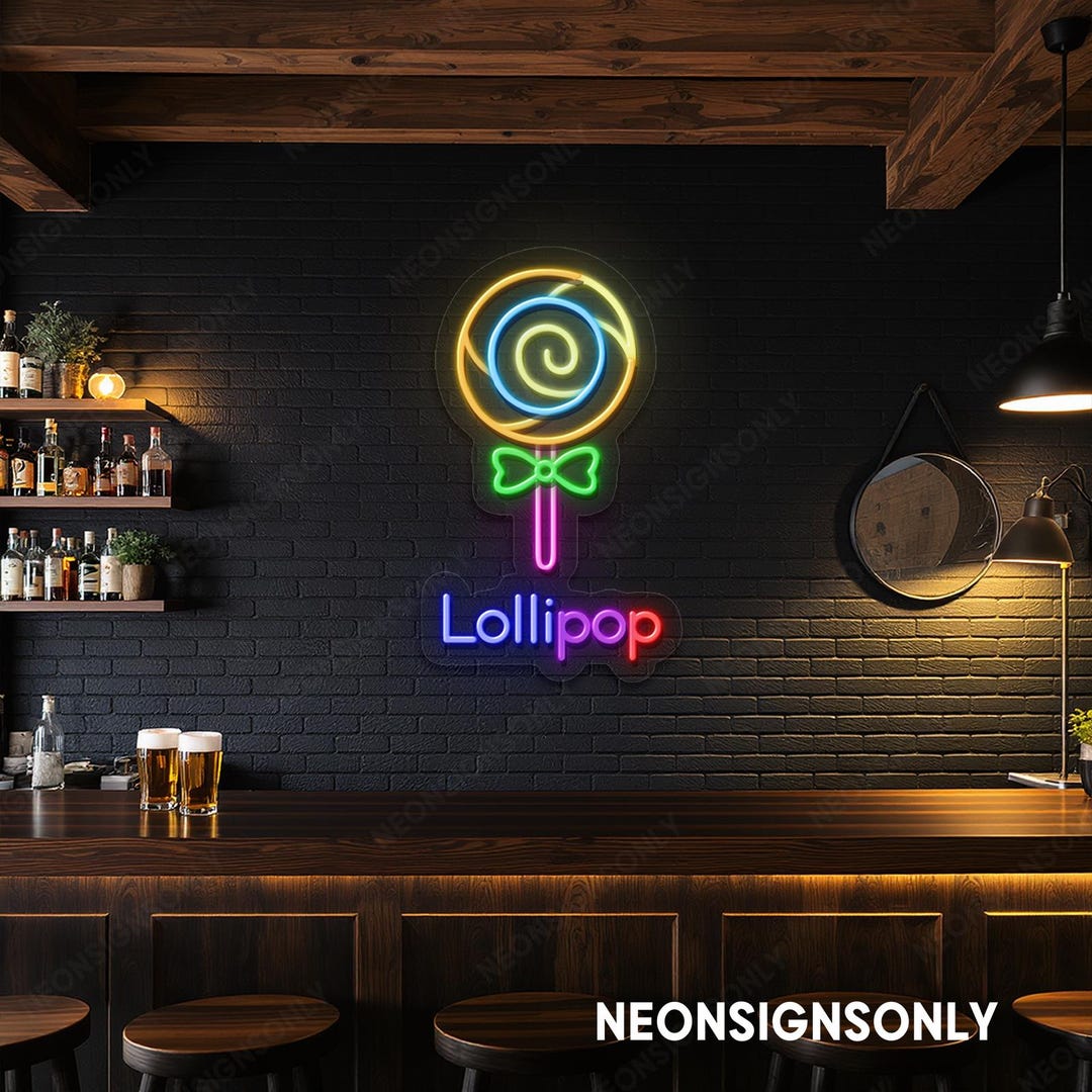 Lollipop Neon LED Sign, Personalized Lollipop Neon Wall Light, Colorful ...