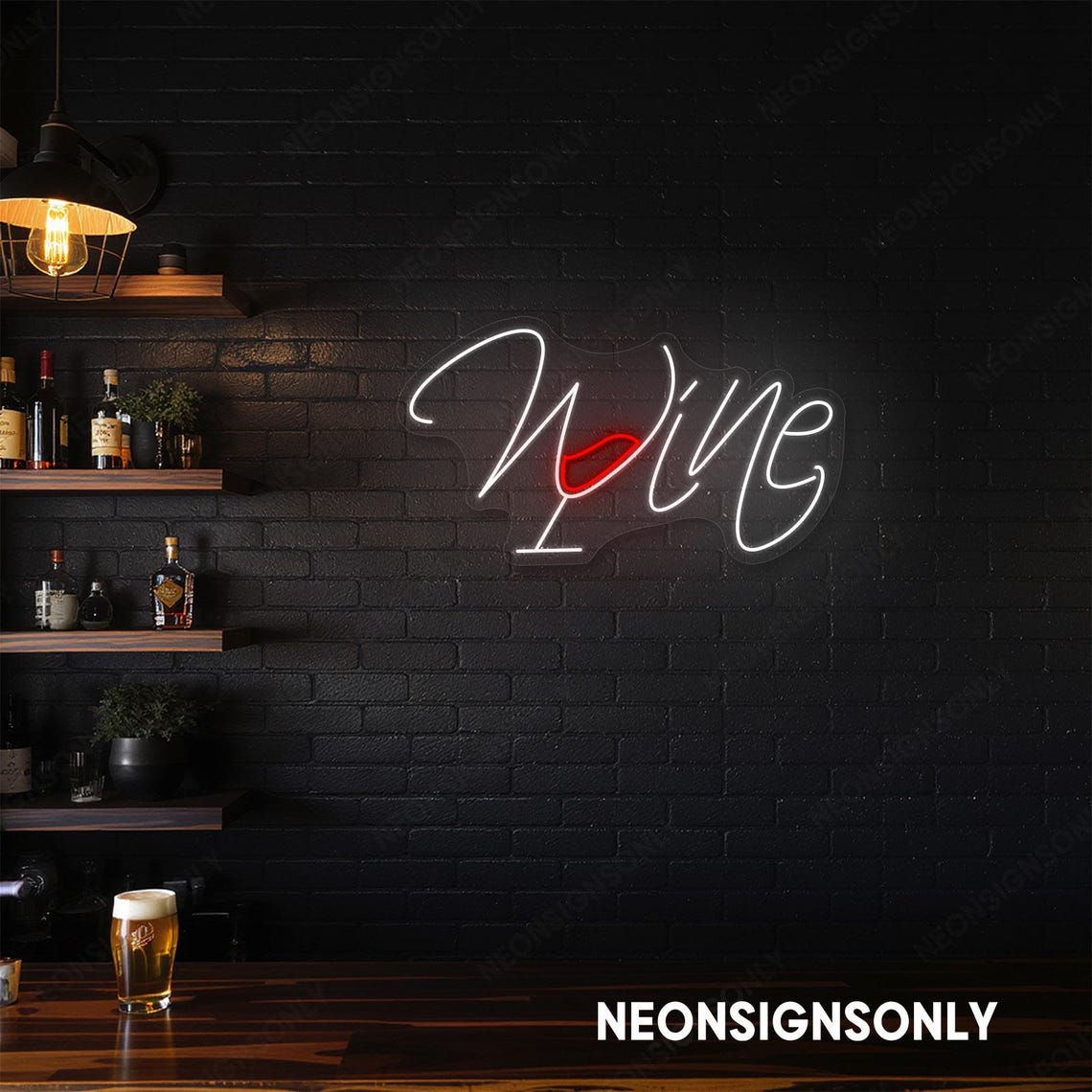 Wine Led Neon Sign, Personalized Wine Led Light Wine Glass Glow Neon ...