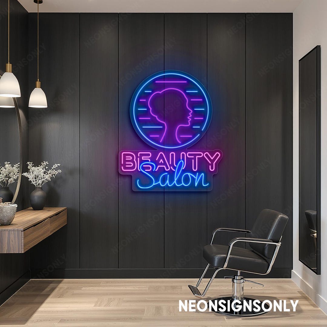 Beauty Salon LED Neon Sign, Personalized Beauty Salon Girl Light Line ...