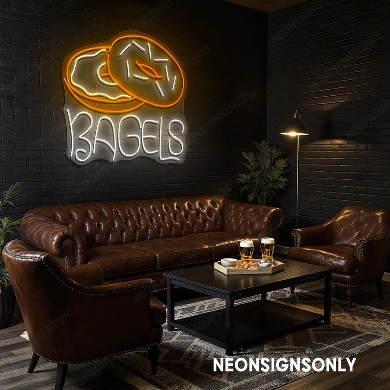 Bagels Led Neon Sign, Bagels Wall Led Line Art, Bagels Neon Light ...