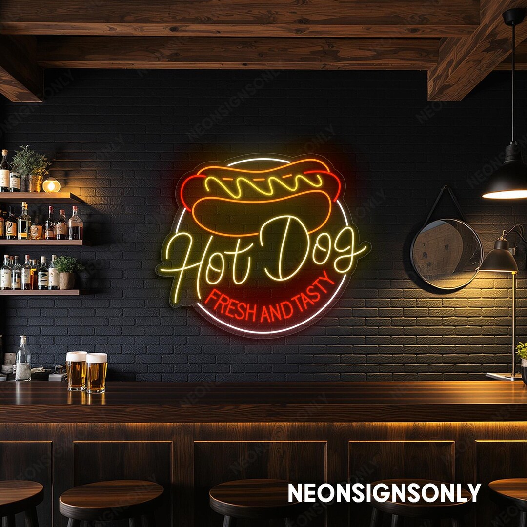 Hot Dog Fresh and Tasty LED Neon Sign, Hot Dog Fresh and Tasty Light ...
