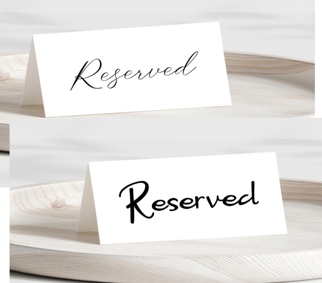 Reserved Tent Card Signs, Two Sided, Black and White, 65 Lb Cardstock ...