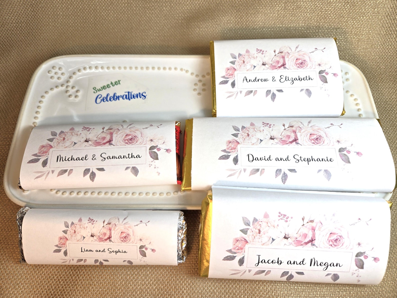 Pink Floral, Candy Bar Wrappers. Fits Reeses, Twix, Kitkat, Hershey ...