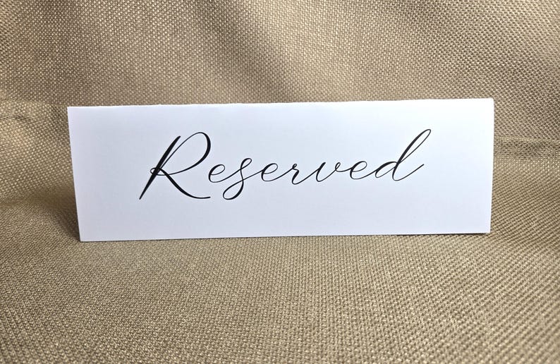 Reserved Tent Card Signs, Two Sided, Black and White, 65 Lb Cardstock ...