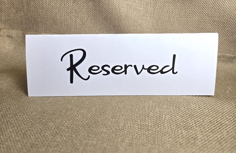 Reserved Tent Card Signs, Two Sided, Black and White, 65 Lb Cardstock ...
