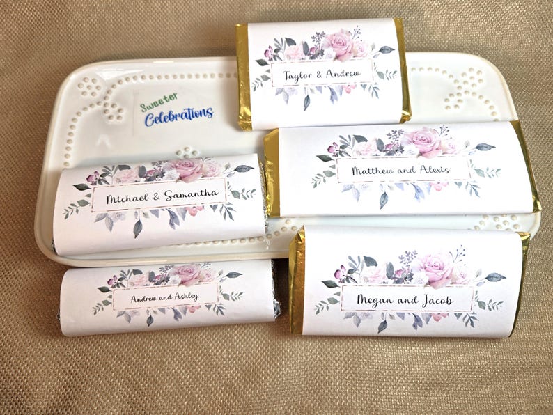 Purple and Pink Floral, Candy Bar Wrappers; Fits Reeses Twix Kitkat ...