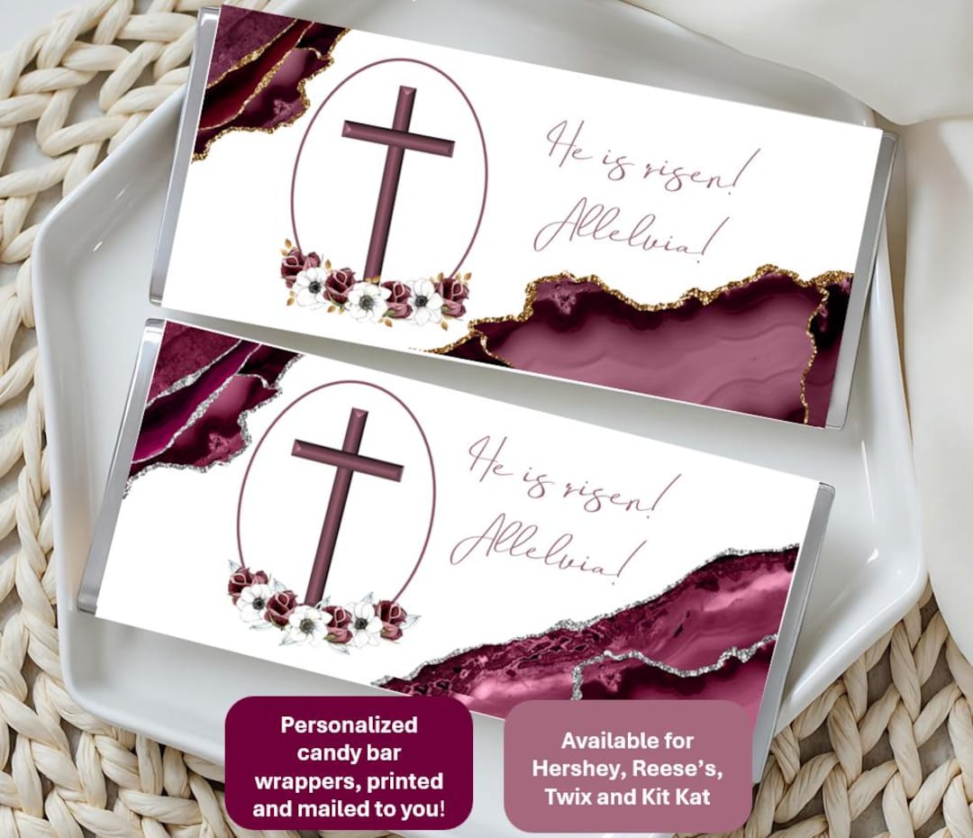 Purple Cross; Candy Bar Wrappers & Foil Only; Fits Reeses, Twix, Kitkat ...