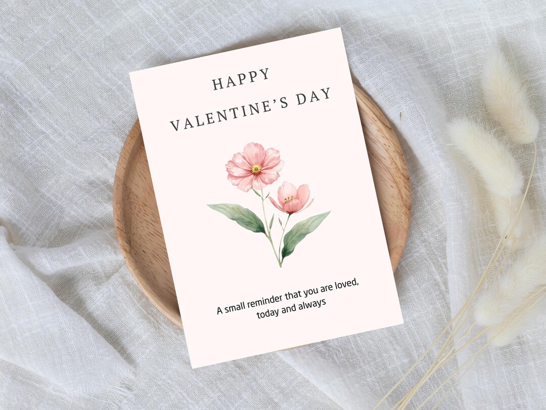Valentine Floral Card Printable & Editable Canva Template, Romantic ...