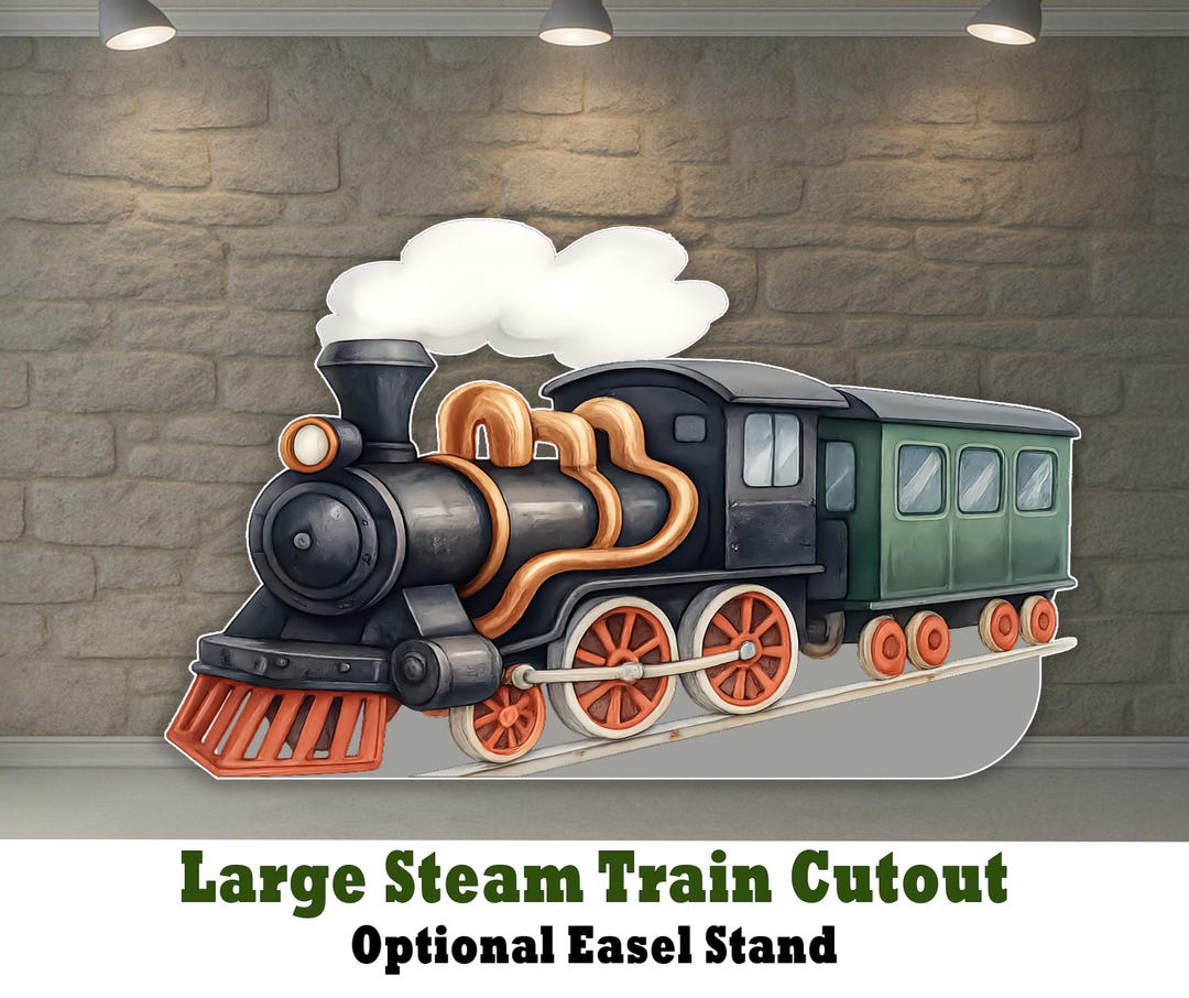 Large Steam Train Cutout – Kids Transportation Birthday Party Decor ...