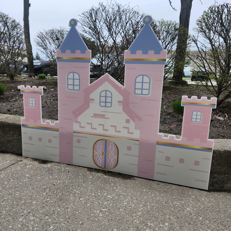Princess Castle Backdrop Pink Party Decor, Fairytale Birthday Yard Sign ...