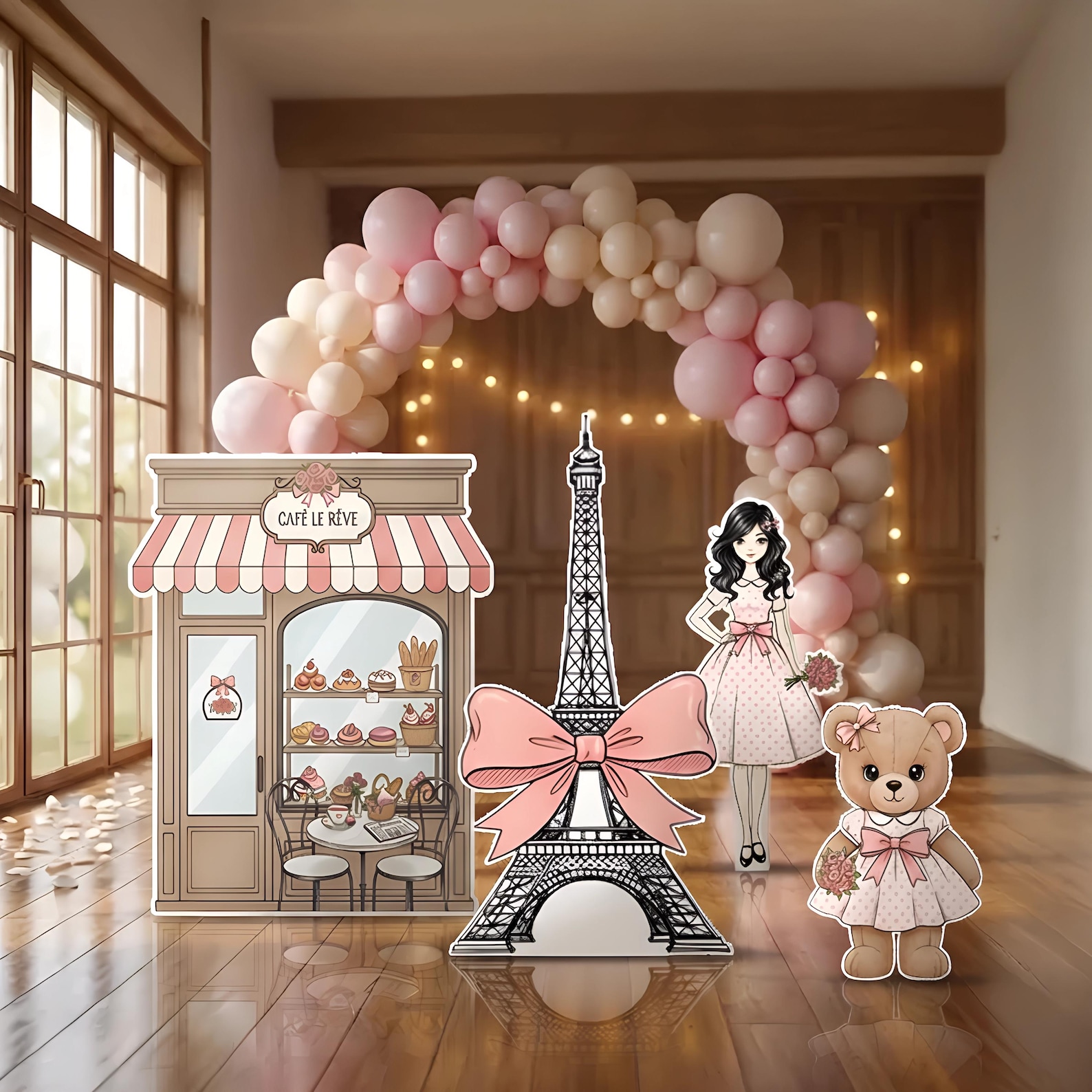 Paris Party Cutouts, Eiffel Tower & Paris Cafe Props, Pink French Baby ...