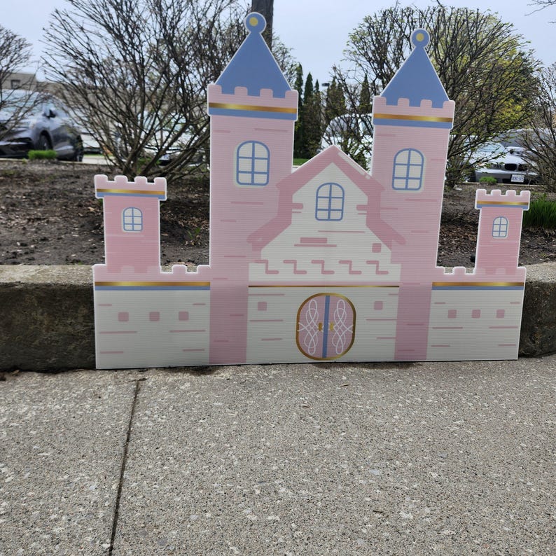 Princess Castle Backdrop Pink Party Decor, Fairytale Birthday Yard Sign ...