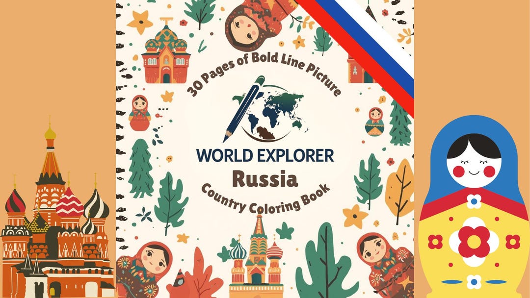 Russia Coloring Book: 30 Pages Bold Line Pictures | Russian Culture - Etsy