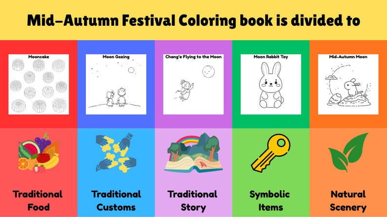 Mid-autumn Festival Coloring Book • Chinese Culture Art (PDF Pattern ...