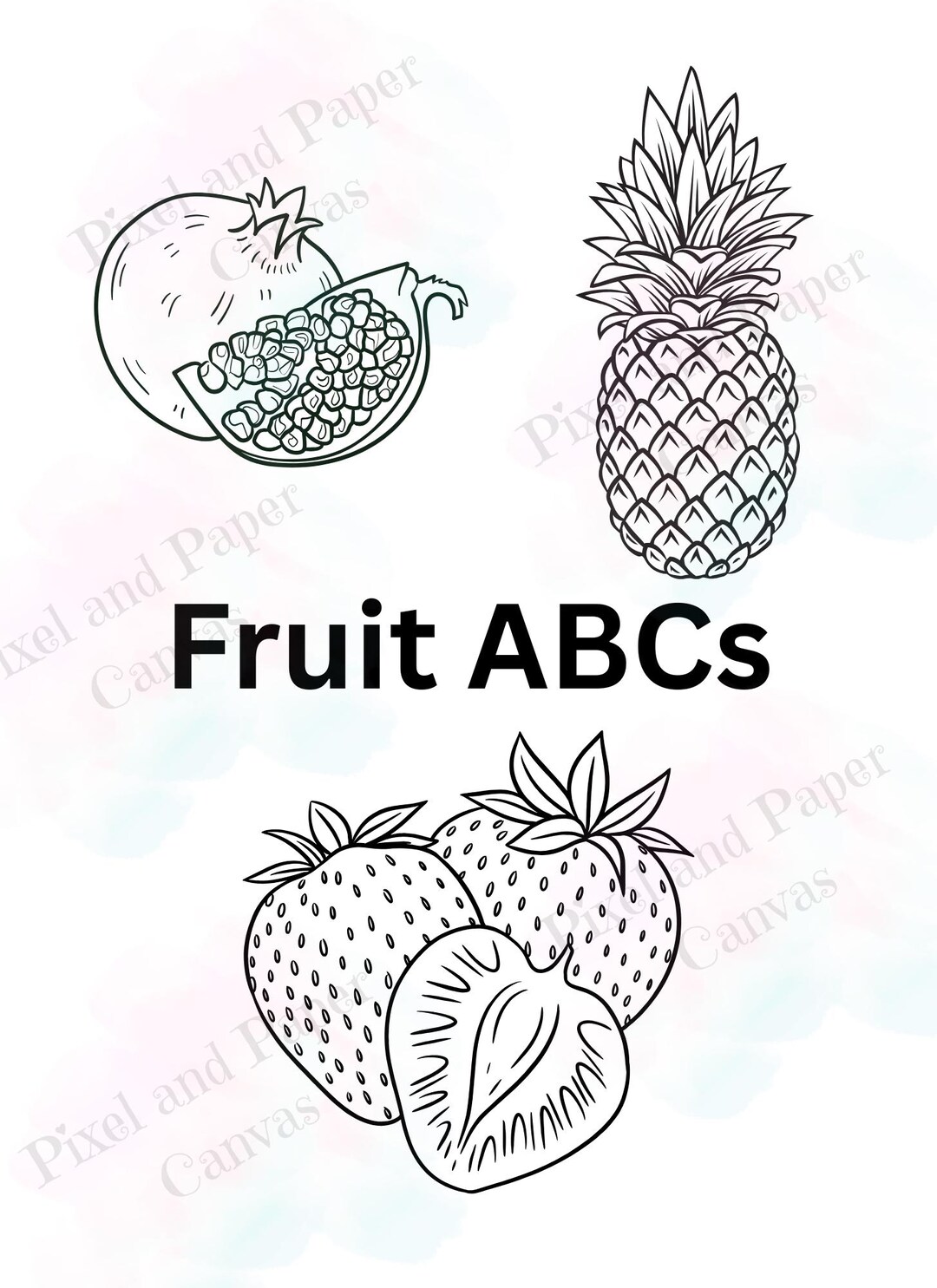 Fruit ABC Coloring Pages - Etsy