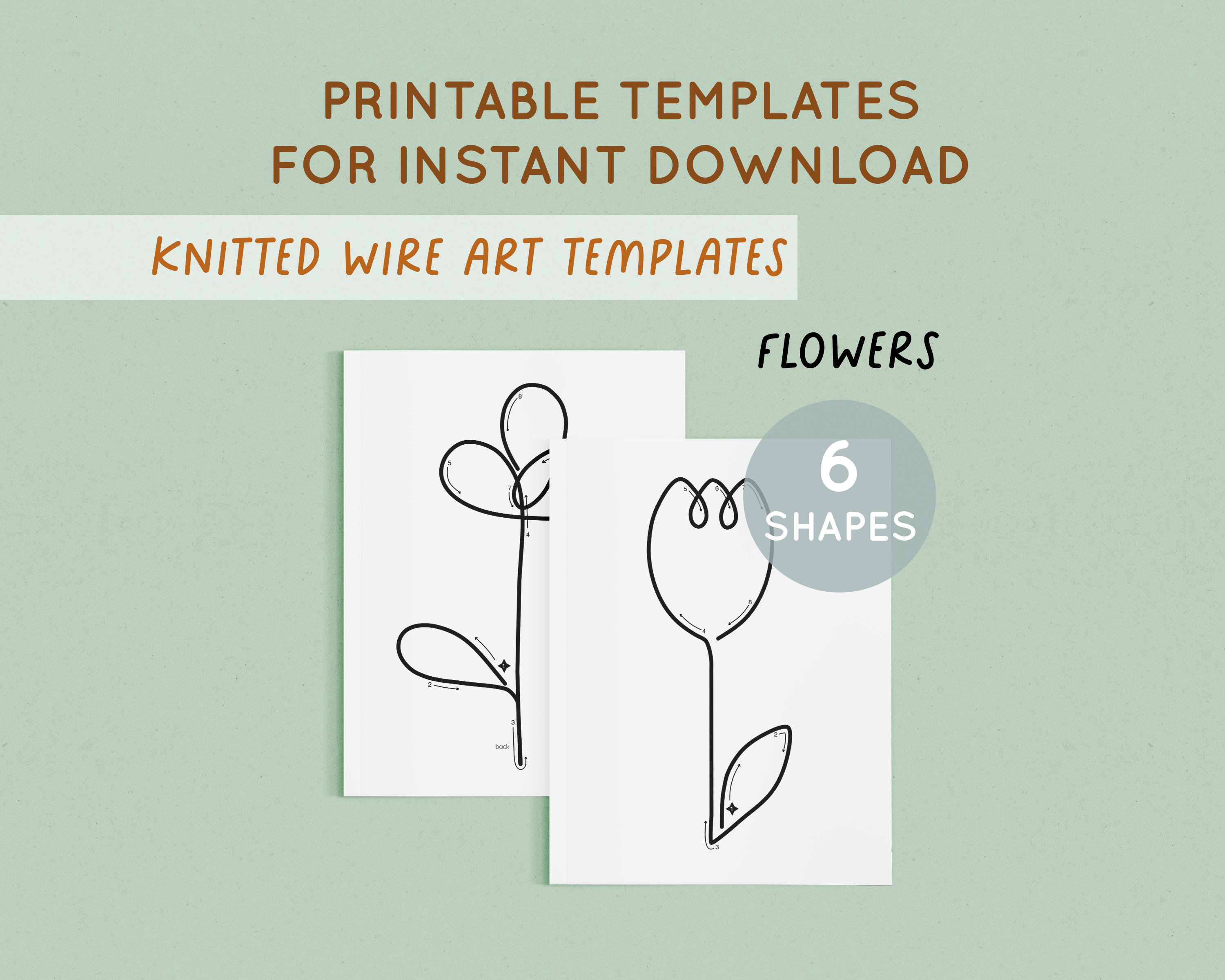 Wire Craft, Printable Knitted Wire Art Template, Flowers, Design ...