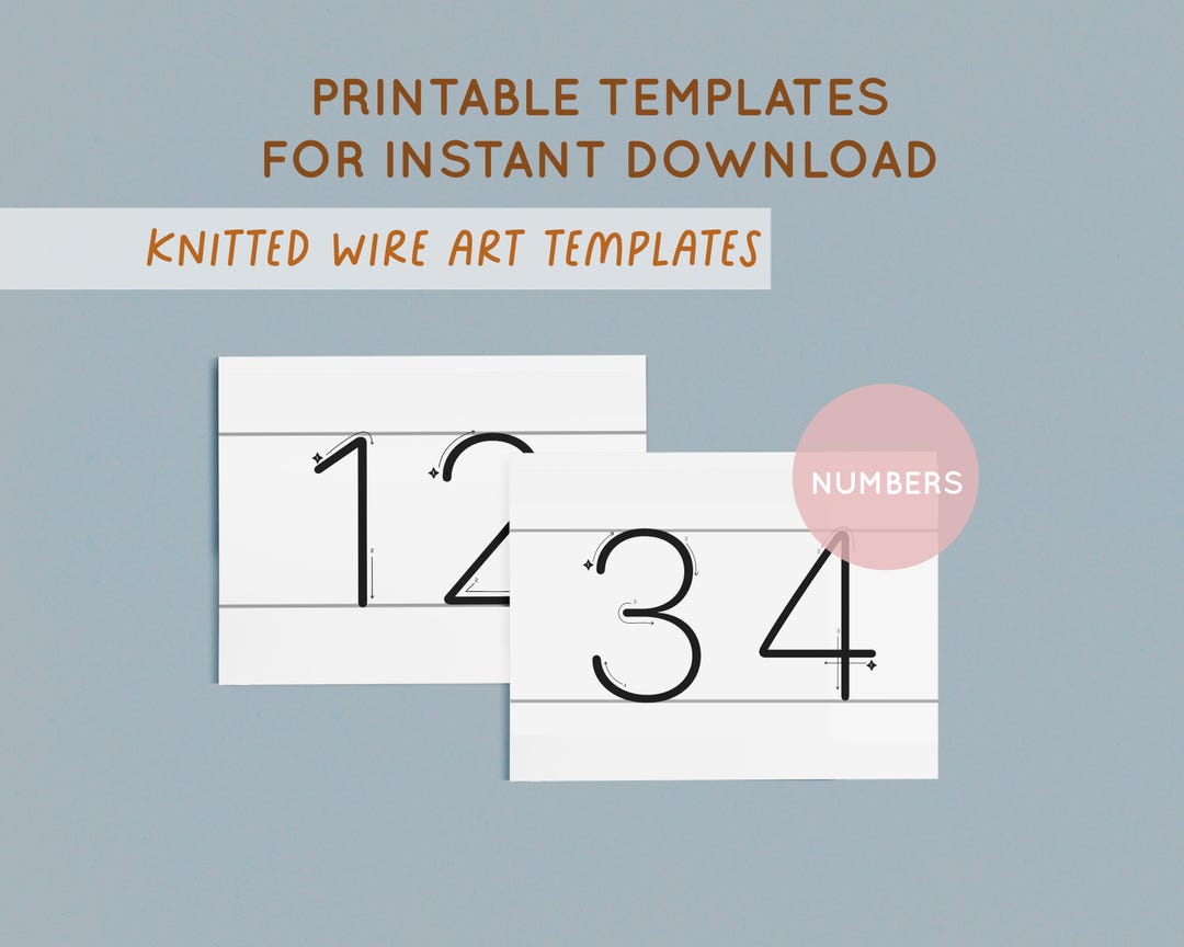 Printable Numbers Templates for Knitted Wire Art, Wire Bending Pattern ...