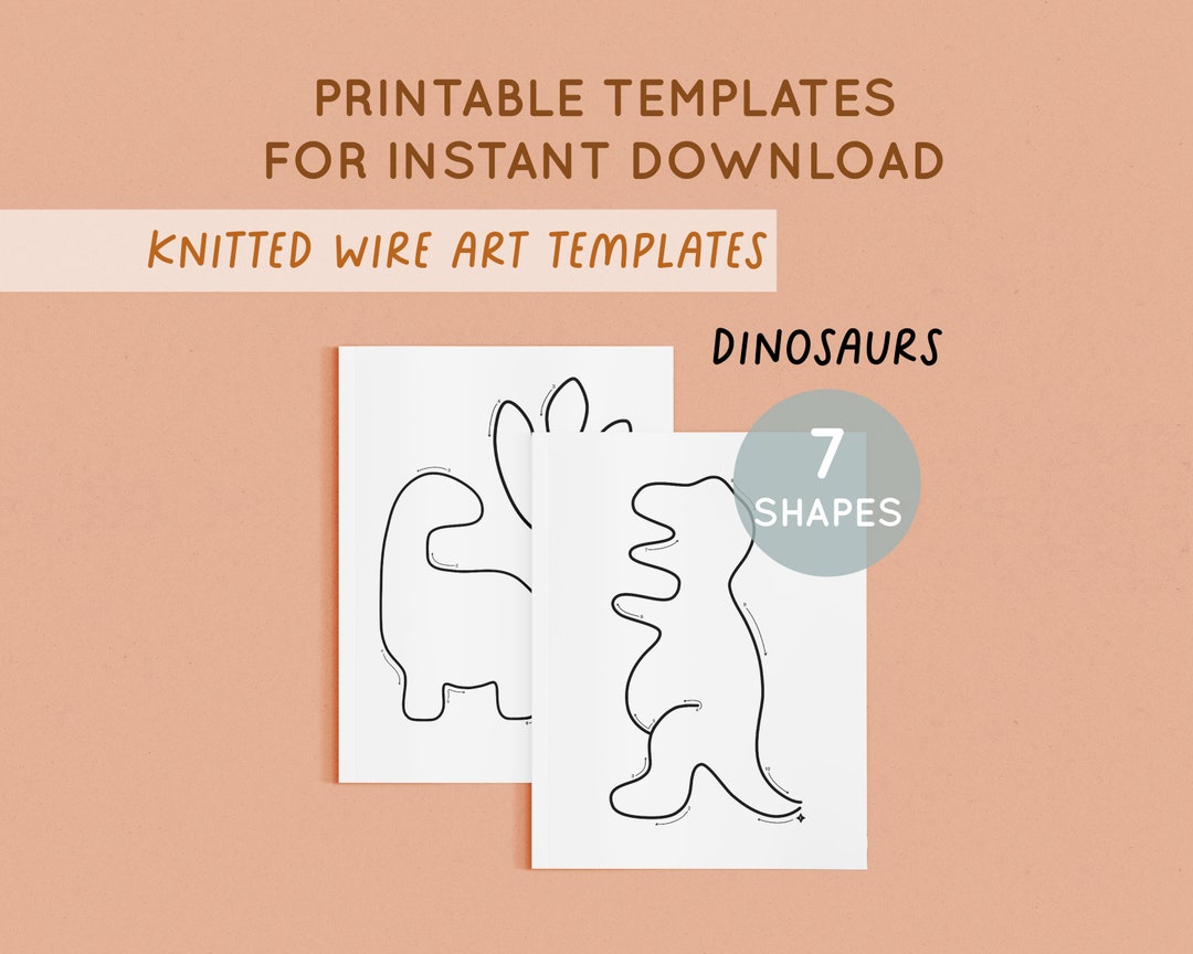 Wire Art Template, Dinosaur Template, Printable Templates for Knitted ...