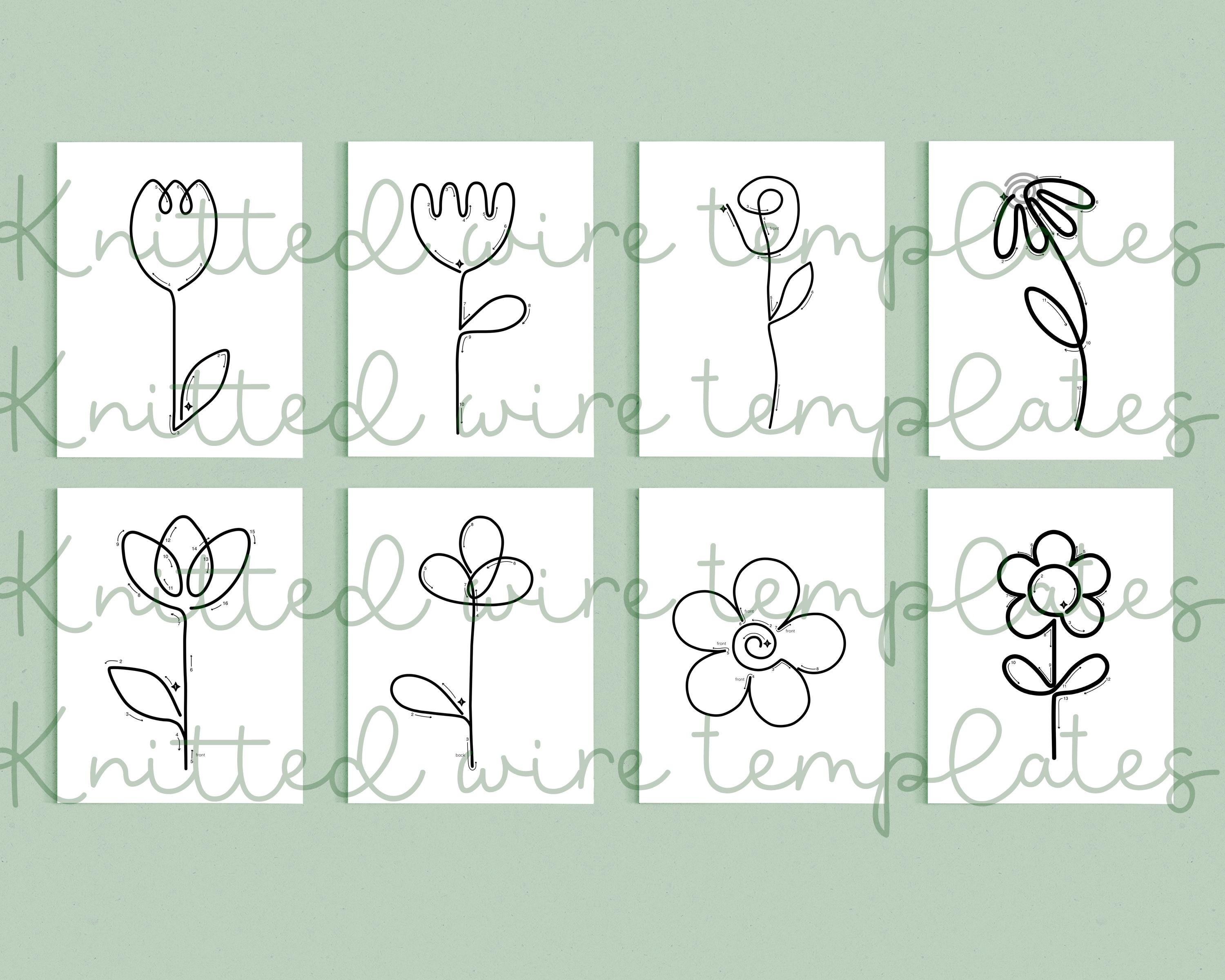 Wire Craft, Printable Knitted Wire Art Template, Flowers, Design ...