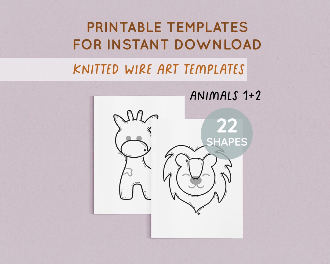 Animals Printable Template for Knitted Wire, Knitted Wire Bending ...