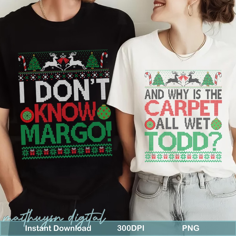 I Don’t Know Margo PNG, Matching Couple Xmas PNG, Vintage Holiday Humor ...