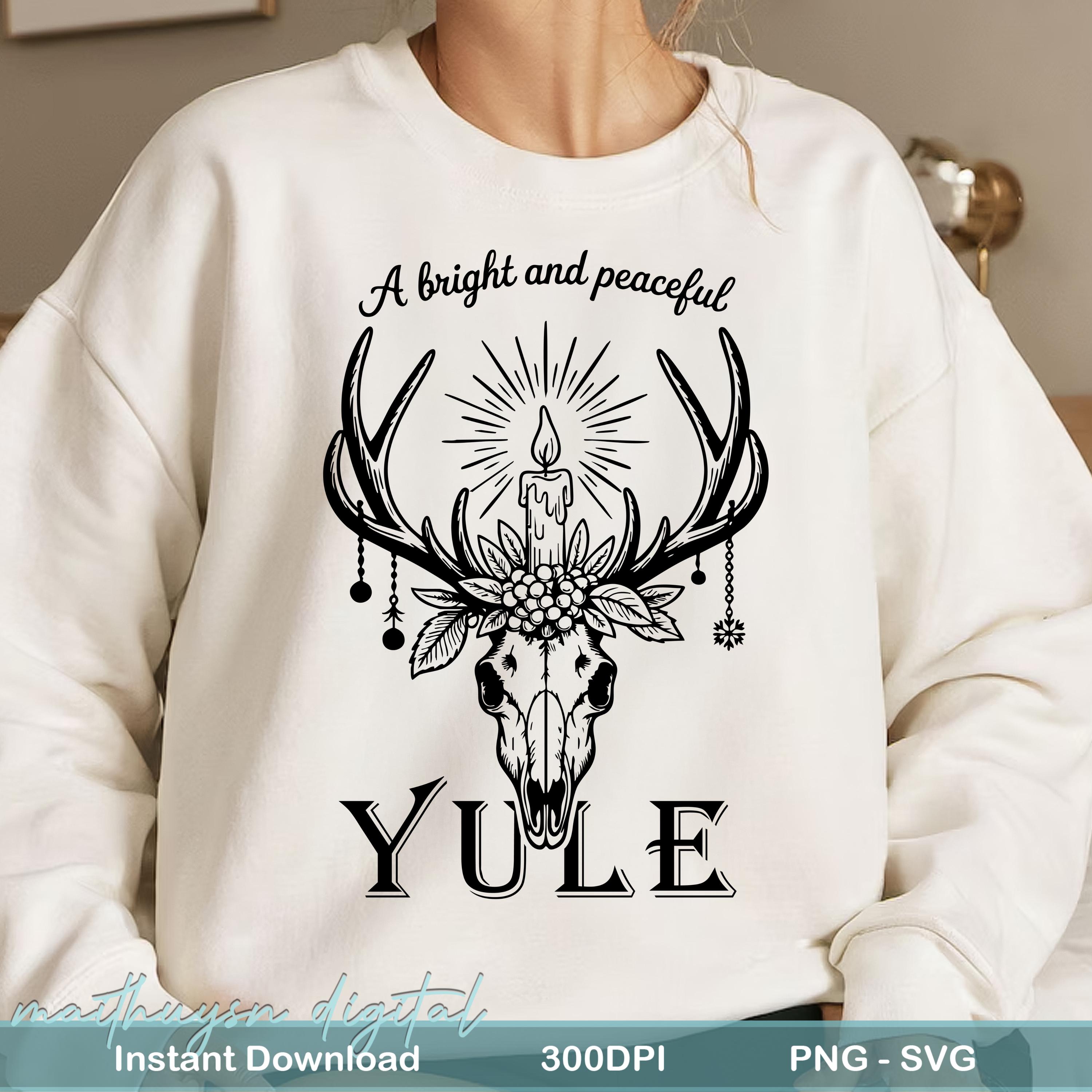 A Bright and Peaceful Yule PNG SVG, Witchy Pagan Christmas Png, Gothic ...