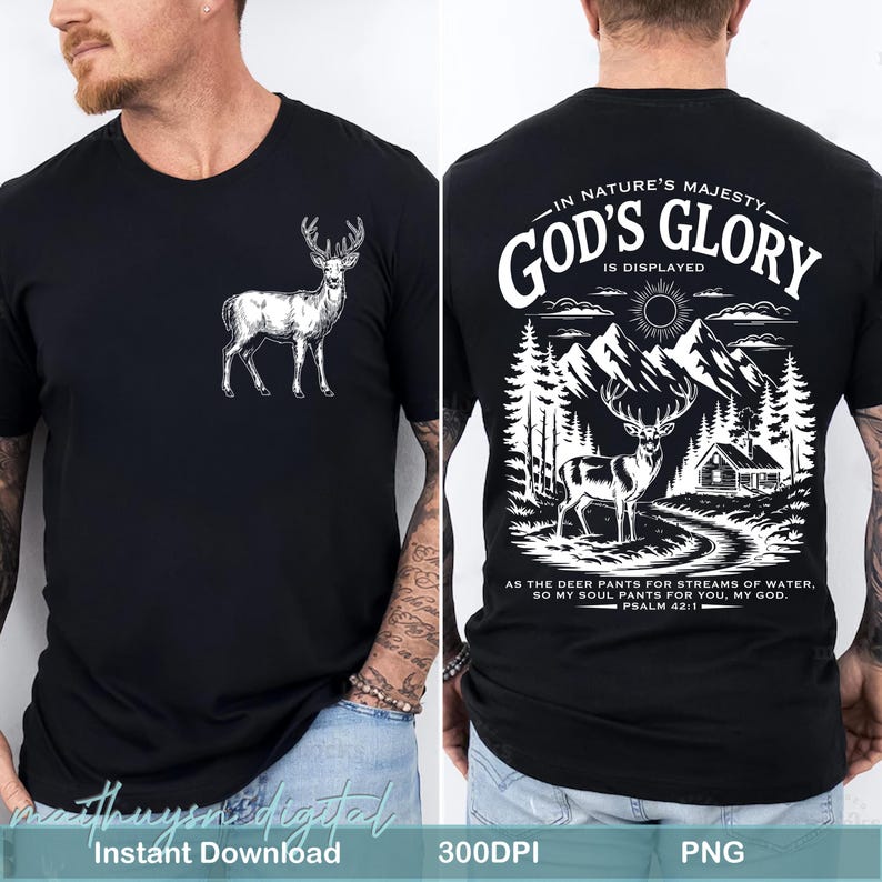 Christian Deer PNG, Bible Verse Antler Design, Faith-based Hunting PNG ...