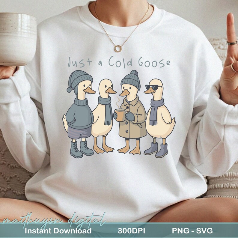 Winter Goose PNG, Cozy Snow Goose PNG, Funny Christmas Goose ...