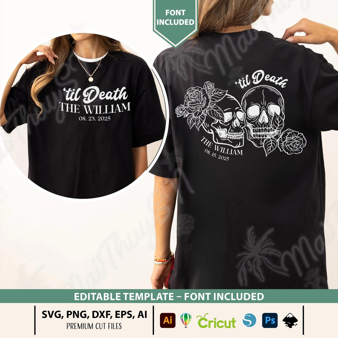 Til Death SVG PNG Template, Custom Skeleton Bride and Groom Design ...