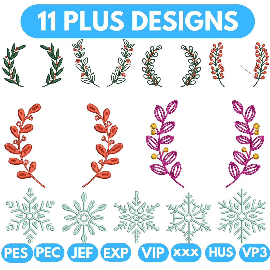 Snowflakes Machine Embroidery Design: Mini Christmas Snowflakes, 5 ...