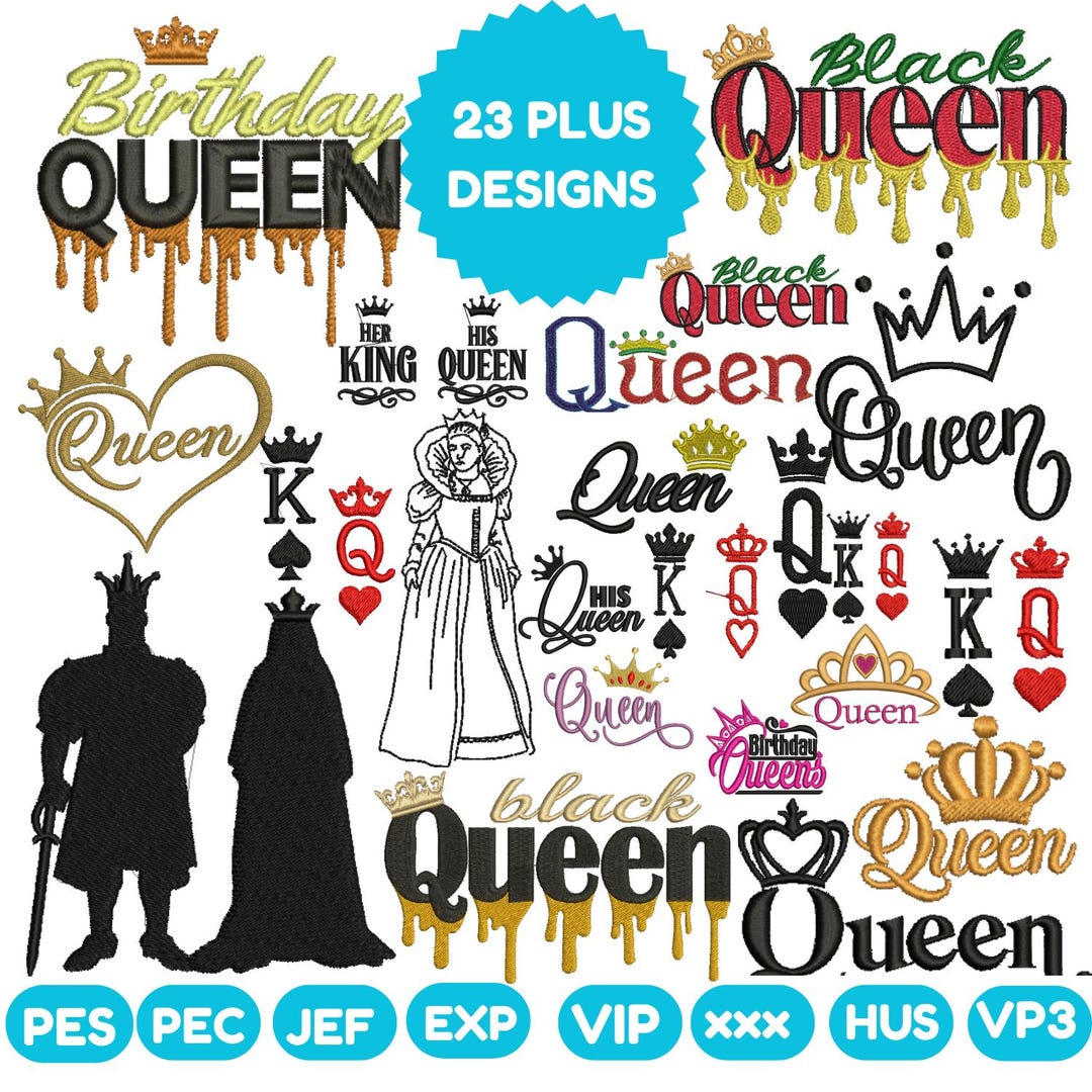 Princess Embroidery Design Queen Embroidery Pattern Black Queen ...