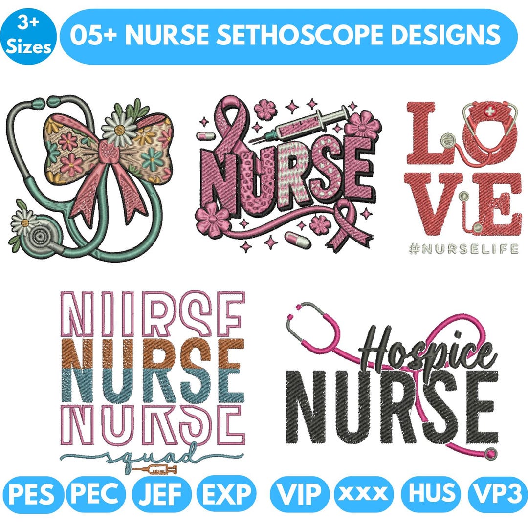 Nurse Stethoscope Machine Embroidery Design Stethoscope Heart ...