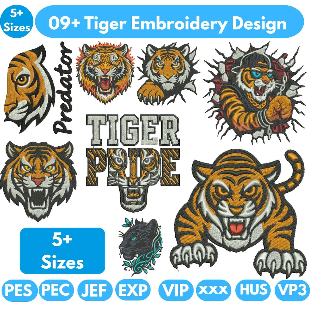 Tiger Face Machine Embroidery Design Mini Tiger Embroidery Tigers Head ...