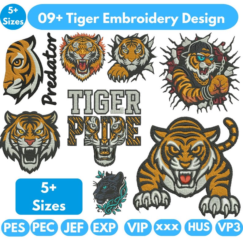 Tiger Face Machine Embroidery Design Mini Tiger Embroidery Tigers Head ...