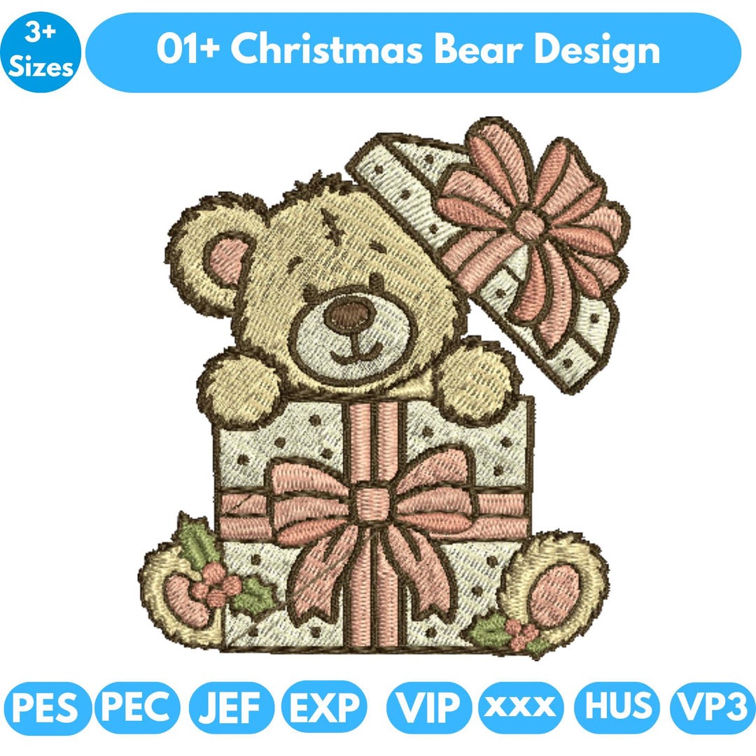Christmas Teddy Bear Machine Embroidery Designs Funshine Teddy Bear ...