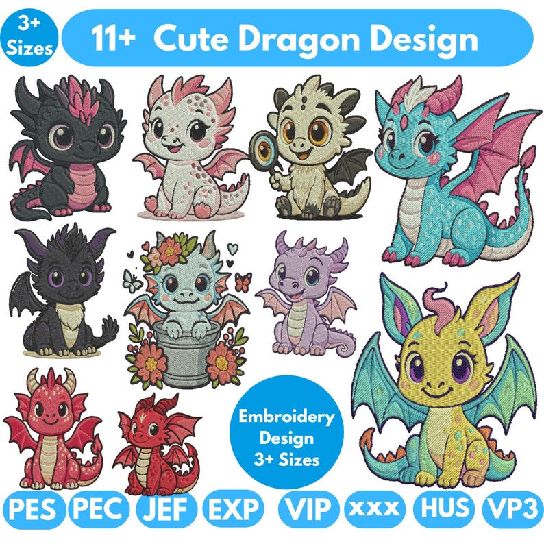 Cute Dragon Machine Embroidery Design Baby Dragon Embroidery Flying ...