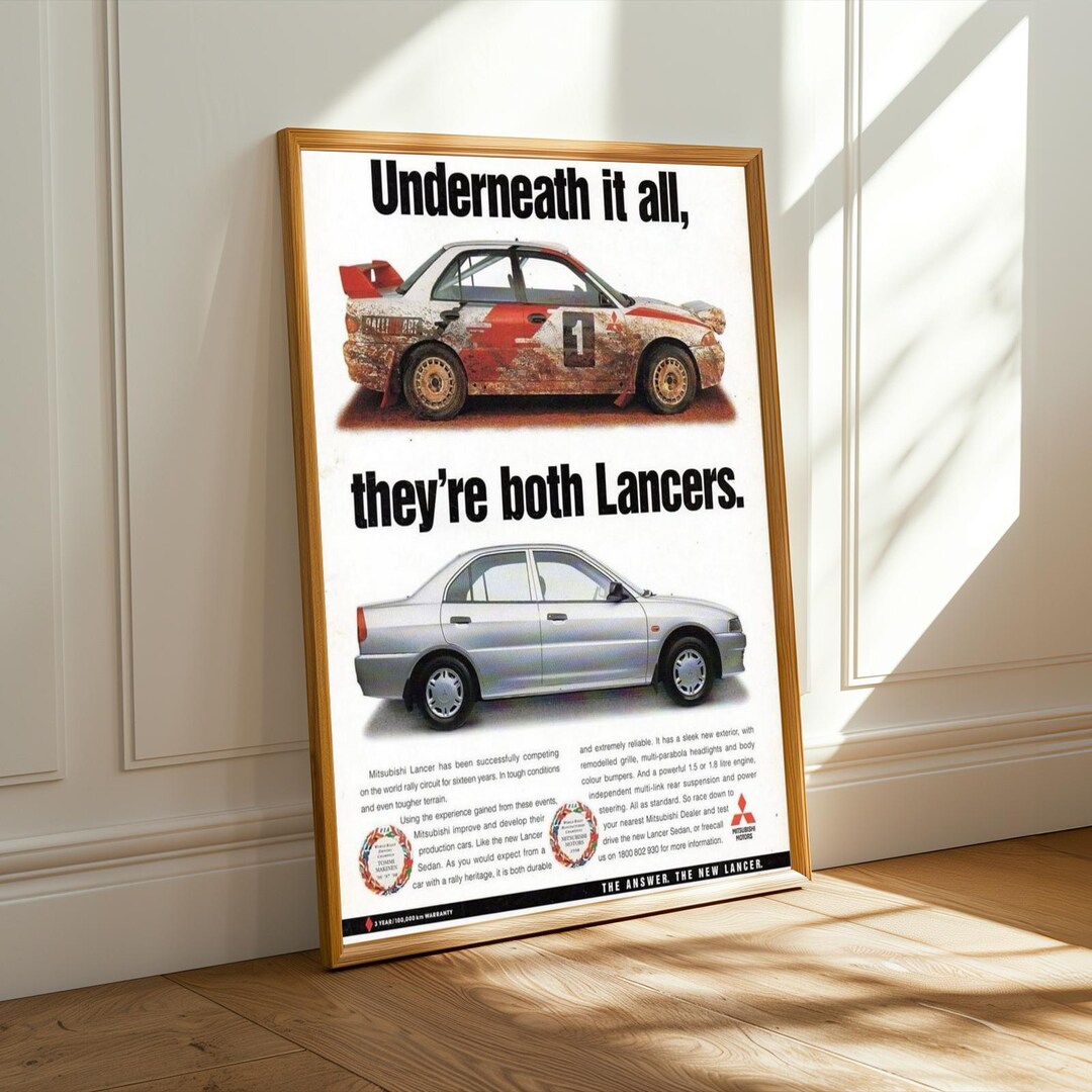 Mitsubishi Lancer Poster, Vintage Rally Car, Evolution/evo Wall Art - Etsy