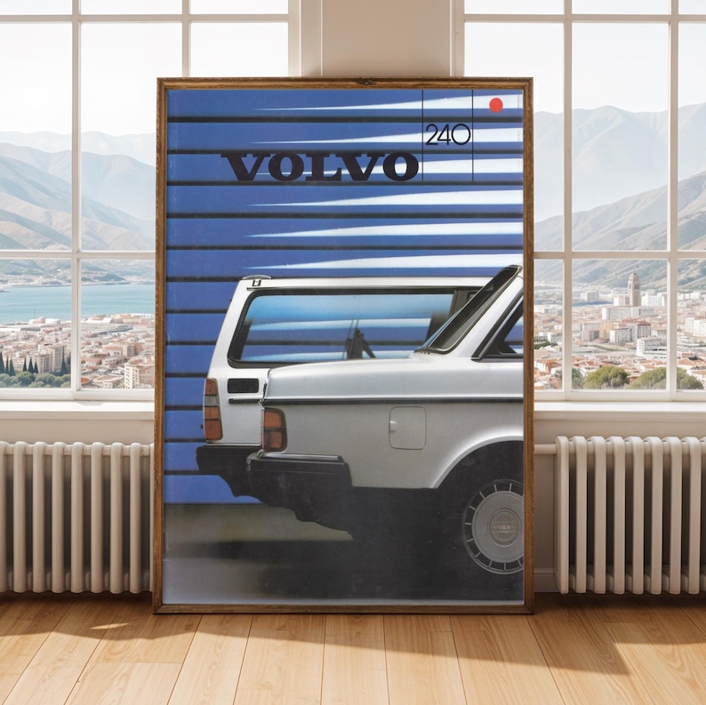 Retro Volvo SUV Poster, Blue & White Automotive Art - Etsy UK