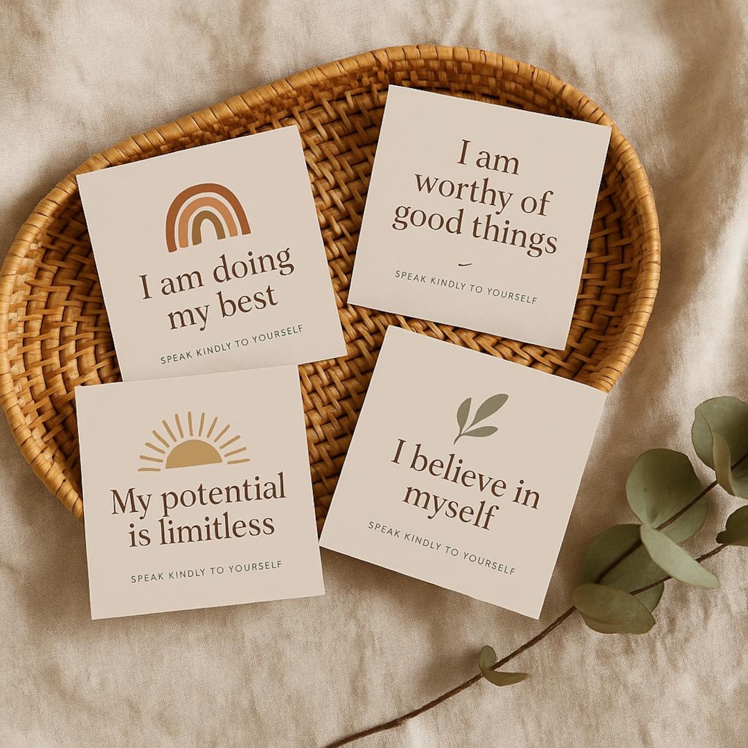Boho Printable Affirmation Cards | 10 Mini 3x3 Self Care & Mindfulness ...