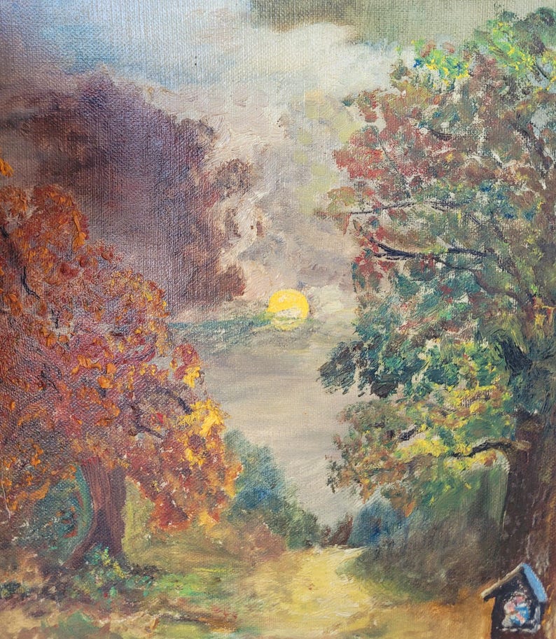 Vintage Oil Painting - German Artist, Moonlit Forest Scene - Etsy