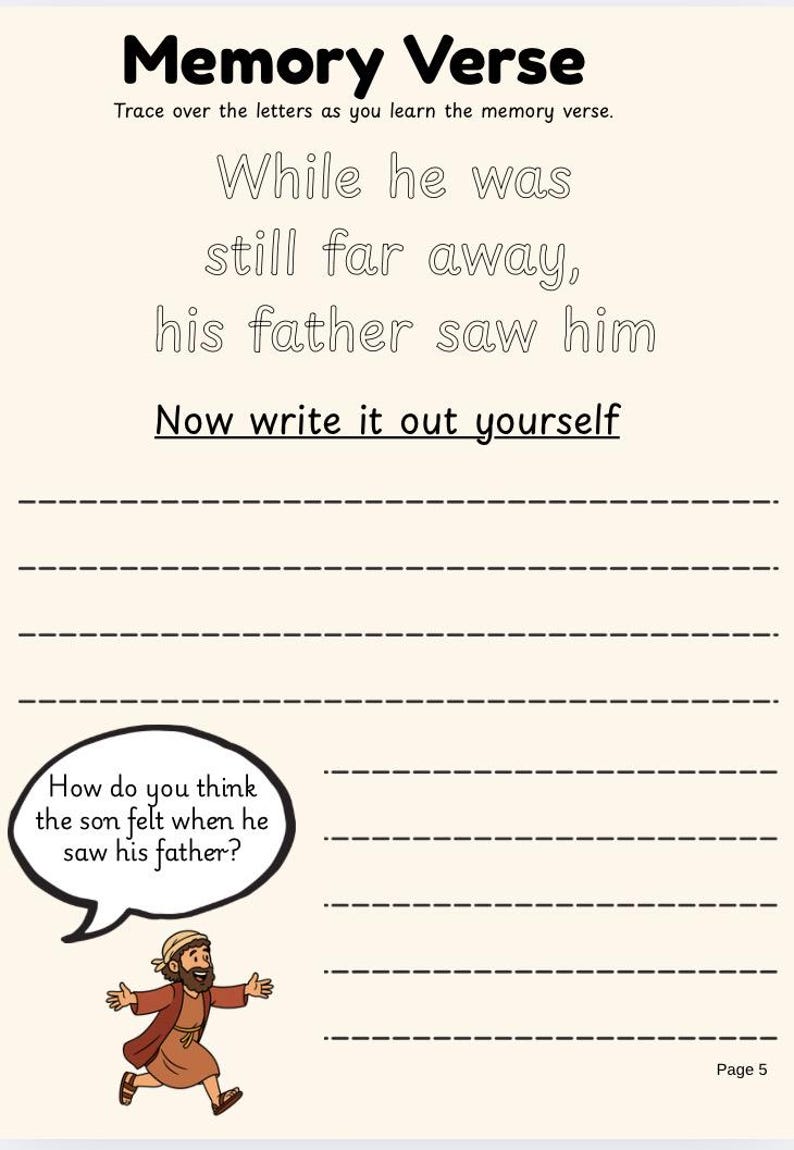 Forgiving Father Bible Story Activity Pack: Sunday School Printable ...