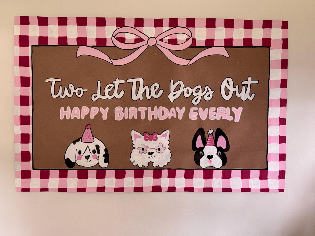 Two Let the Dogs Out Birthday Banner – Puppy Party Decoration ...