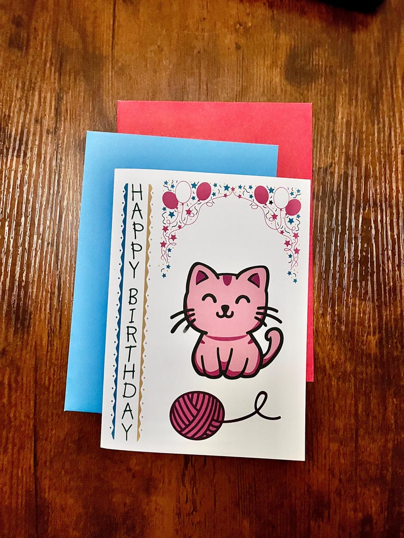 Printable Kitten Birthday Card | for Kids | for Animal Lovers | Instant ...